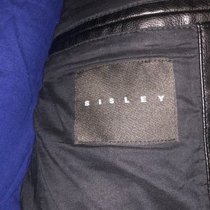 Sisley | Jackets & Coats | Sisley Black Leather Coat Slim Fit | Poshmark